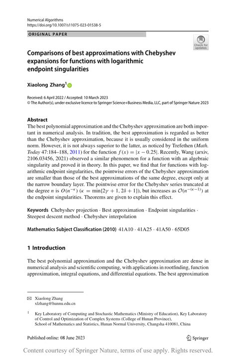 comparisons of best approximations with chebyshev expansions for functions with logarithmic