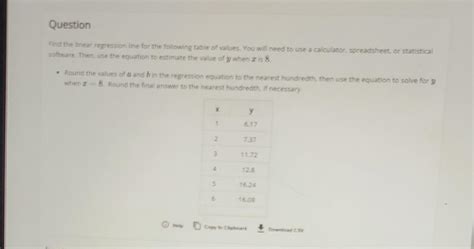 solved question find the linear regression line for the