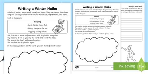 Haiku Starter Read Write Think Worksheets Library