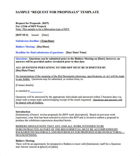 FREE 11 Sample RFP Templates In PDF MS Word