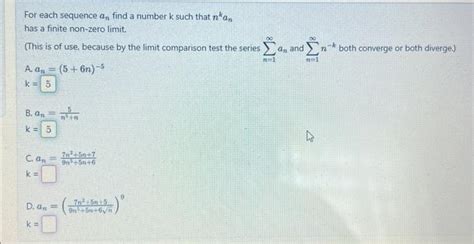 solved for each sequence an find a number k such that nkan