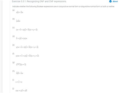 solved exercise 531 recognizing dnf cnf expressions indicate whether following boolean