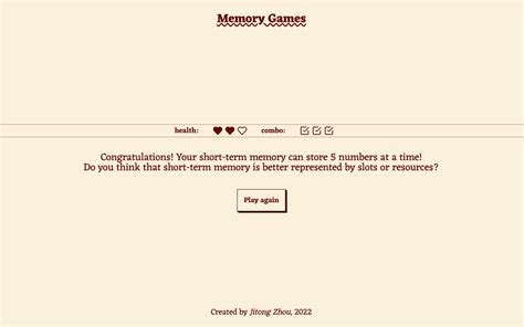 Github Jitongz Memory Games A Web Game That Tests Short Term Memory