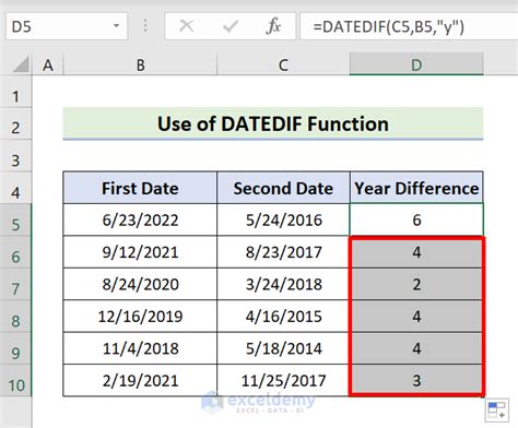 How To Subtract Dates To Get Years In Excel 7 Methods