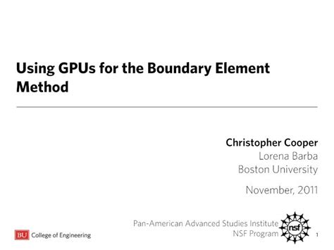 pdf using gpus for the boundary element method · boundary element method matrix formulation