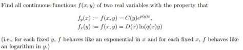 solved find all continuous functions f x y of two real