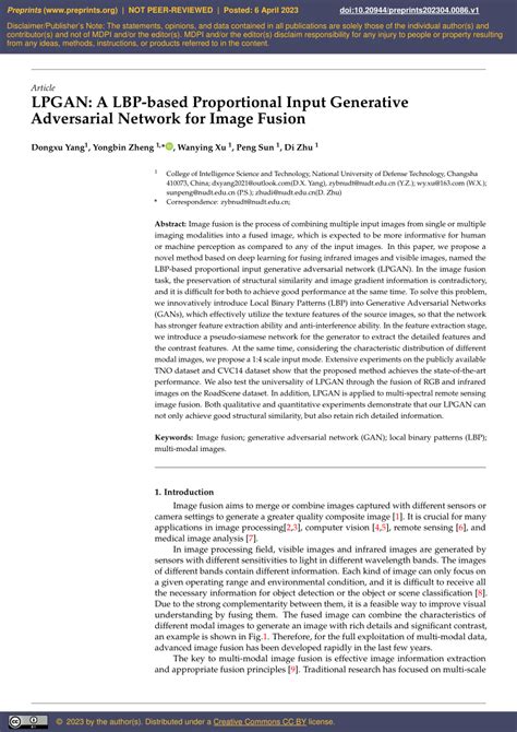 pdf lpgan a lbp based proportional input generative adversarial network for image fusion