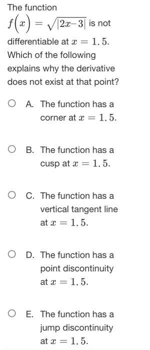 solved the function f x ∣2x−3∣ is not differentiable at