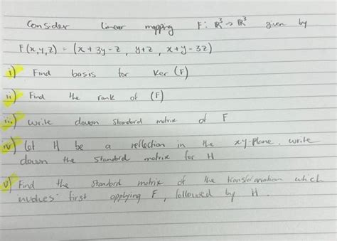 solved consider livear mapping f r3→r3 given by