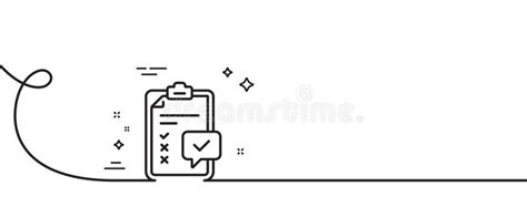 Checklist Line Icon Survey Report Sign Continuous Line With Curl