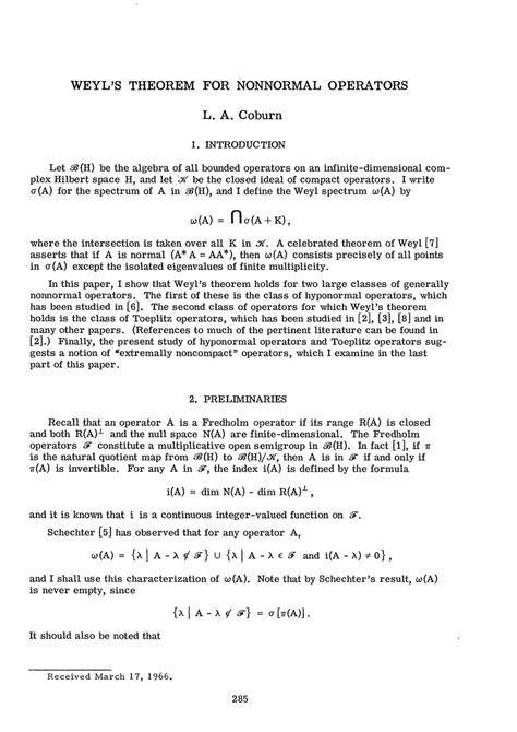 pdf weyl s theorem for nonnormal operators