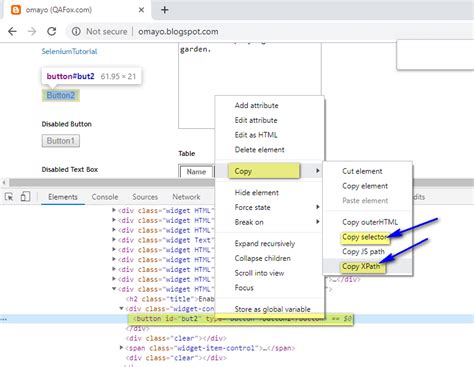 selenium locators using default chrome copy xpath and copy selector options qafox