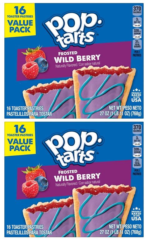 Kelloggs Pop Tarts Breakfast Toaster Pastries Wildlicious Frosted Wild Berry Flavored Value