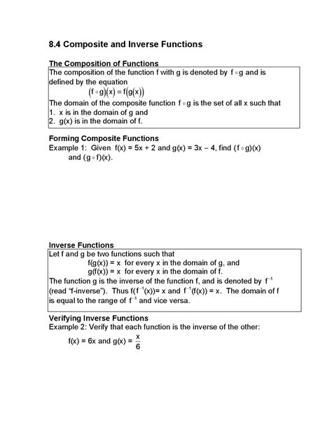 composite and inverse functions docsity