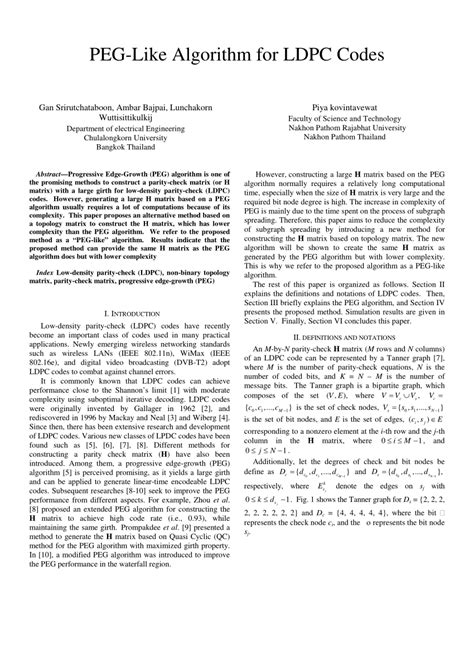 pdf peg like algorithm for ldpc codes