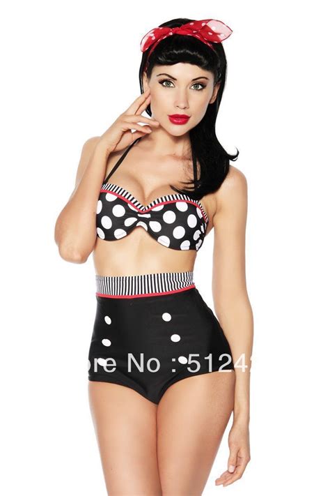 Vintage High Waist Polka Dot Bikini Set Cutest Retro Swimsuit Pin Up Swimwear Smlxl Swimsuit