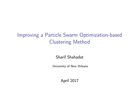 pdf improving a particle swarm optimization based clustering method