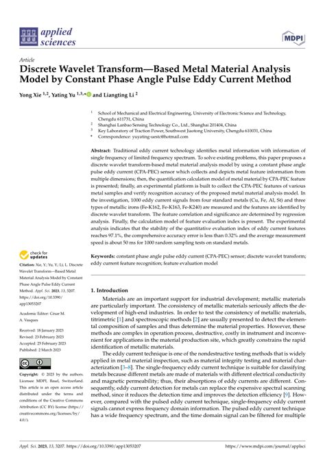pdf discrete wavelet transform—based metal material analysis model by constant phase angle