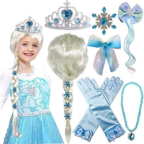 Princess Elsa Wig Frozen Elsa Braid With Princess Tiara Necklace Gloves Princess Elsa Dress Up