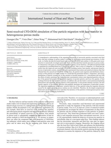 pdf semi resolved cfd dem simulation of fine particle migration with heat transfer in