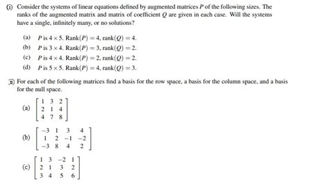 solved 1 consider the systems of linear equations defined