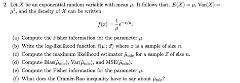 solved 2 let x be an exponential random variable with mean