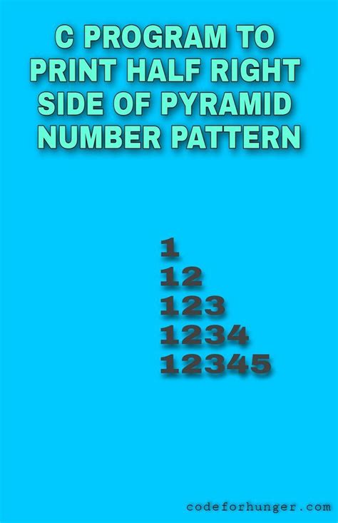 c program to print half right side of pyramid number pattern number patterns learn c right