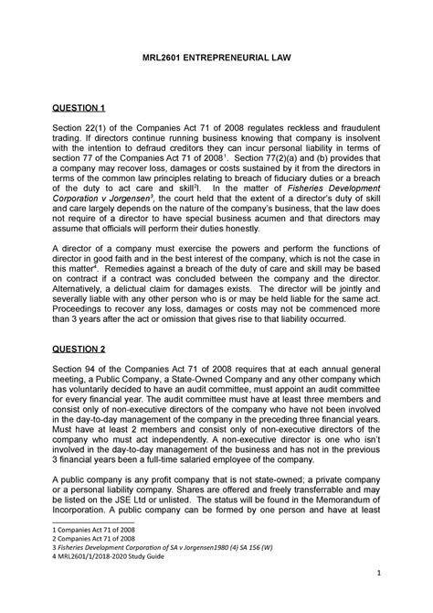 Assignment 01 MRL2601 MANDATORY ASSIGMENT 01 MRL2601