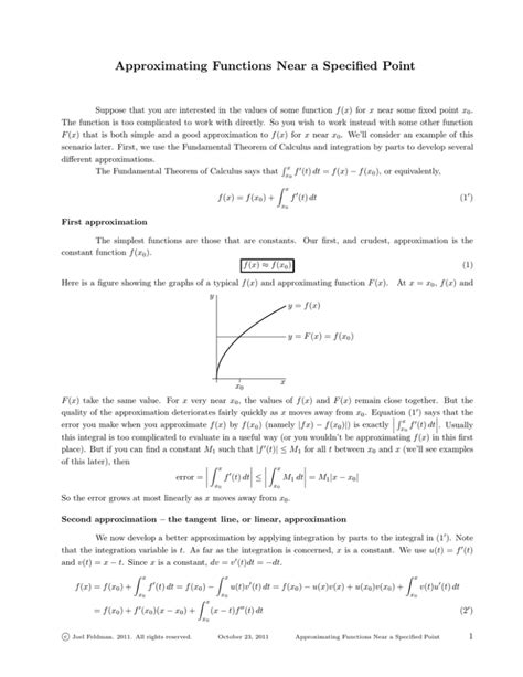 approximating functions near a specified point