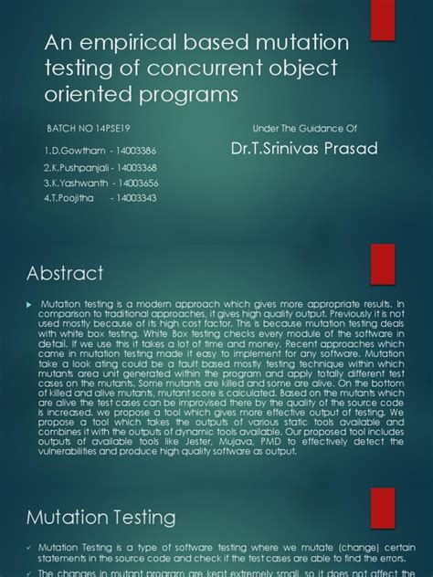 an empirical based mutation testing of concurrent object oriented programs pdf mutation
