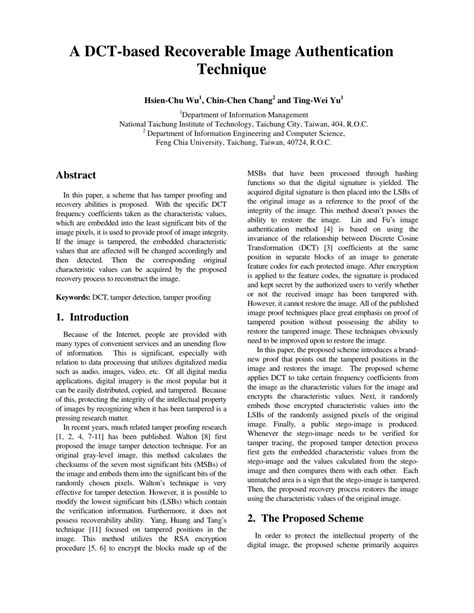 pdf a dct based recoverable image authentication