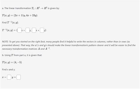 solved a the linear transformation t1 r2→r2 is given by