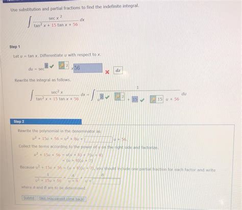 solved use substitution and partial fractions to find the