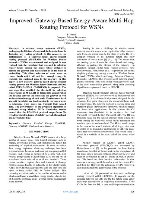 pdf improved gateway based energy aware multi hop routing protocol for wsns