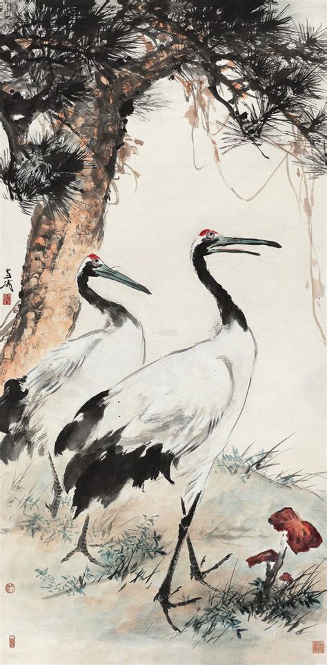 松鹤延年 立轴 设色纸本拍卖品 图片 价格 鉴赏 绘画 雅昌艺术品拍卖网
