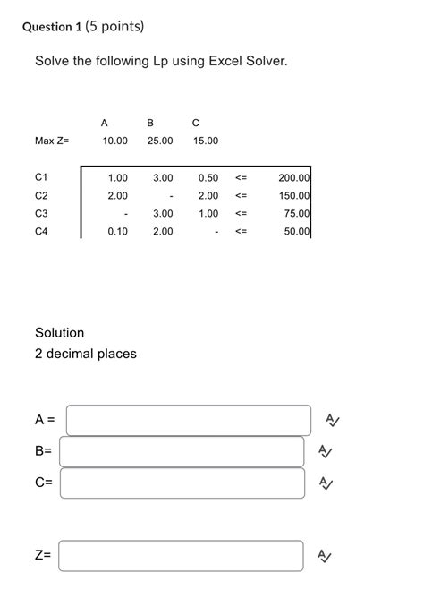 solved question 1 5 ﻿points solve the following lp using