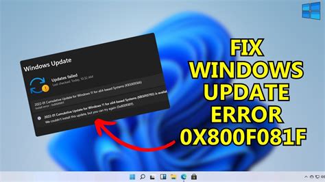 fix windows update install error 0x800f081f in windows 11