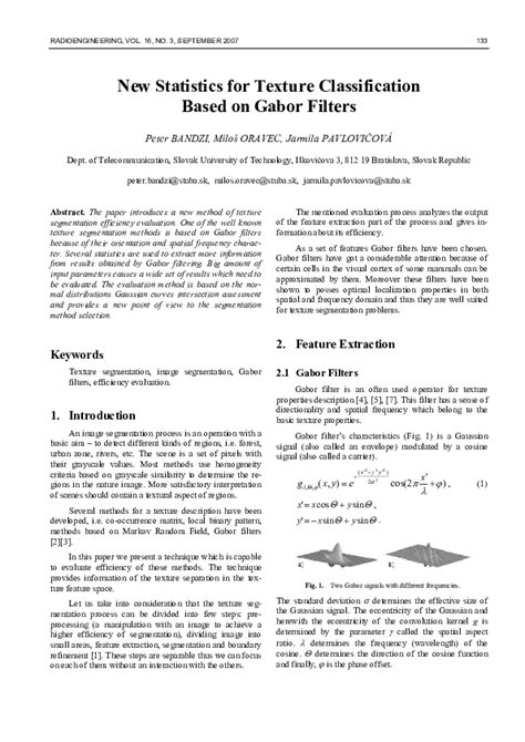 pdf new statistics for texture classification based on gabor filters jarmila pavlovicova