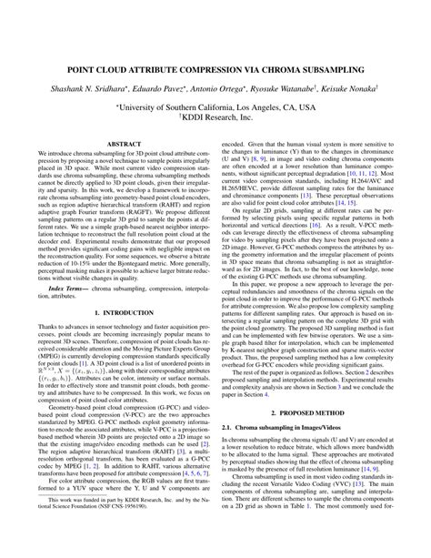 pdf point cloud attribute compression via chroma subsampling