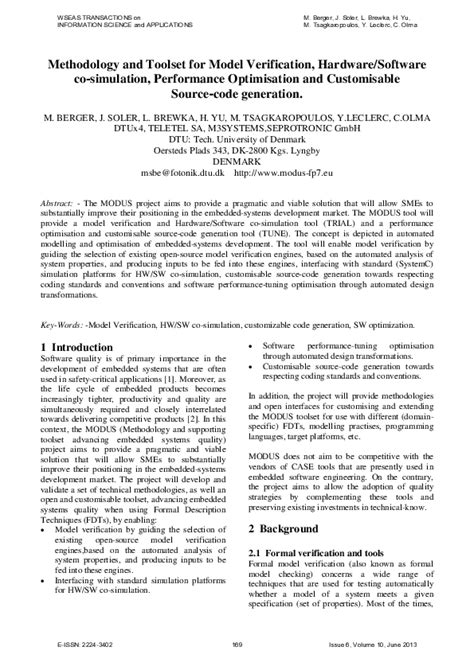 pdf methodology and toolset for model verification hardware software co simulation
