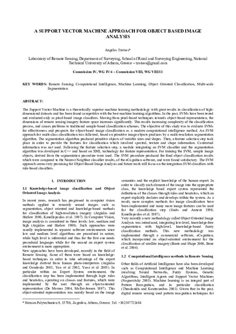 pdf support vector machine classification for object based image analysis angelos tzotsos