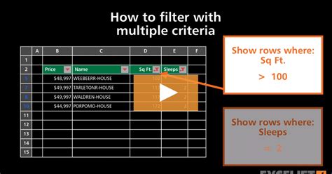 How To Filter With Multiple Criteria Video Exceljet