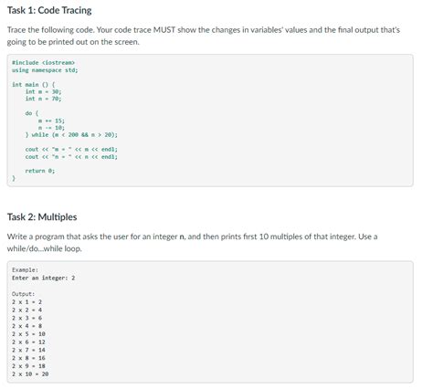 solved task 1 code tracing trace the following code your