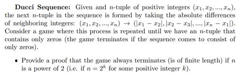 ducci sequence given and n tuple of positive