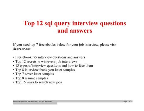 Top Sql Query Interview Questions And Answers Job Interview Tips