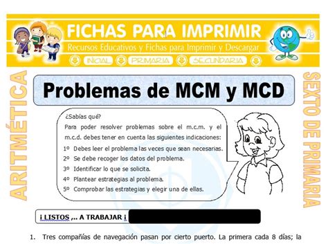 Problemas De MCM Y MCD Para Sexto De Primaria Fichas Para Imprimir