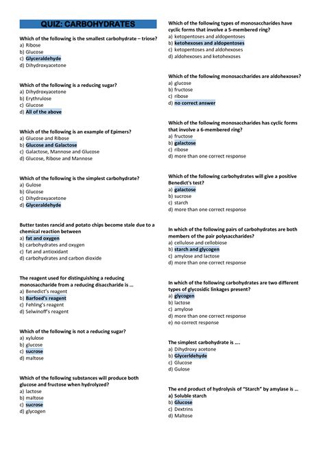 SOLUTION Carbohydrates And Lipids Quiz Studypool