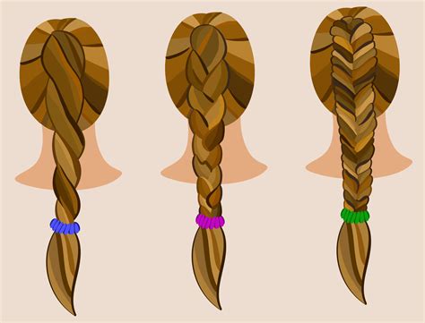 Three Different Types Of Braiding Vector Isolated Illustration 11960324 Vector Art At Vecteezy