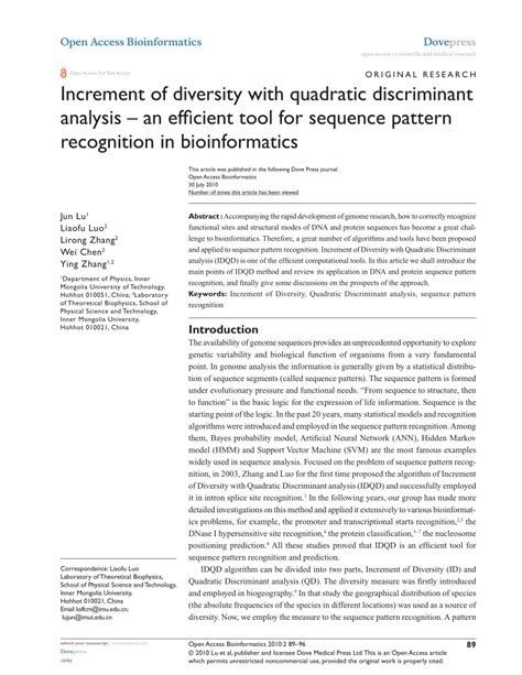 pdf increment of diversity with quadratic discriminant analysis an efficient tool for