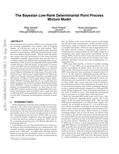pdf the bayesian low rank determinantal point process mixture model